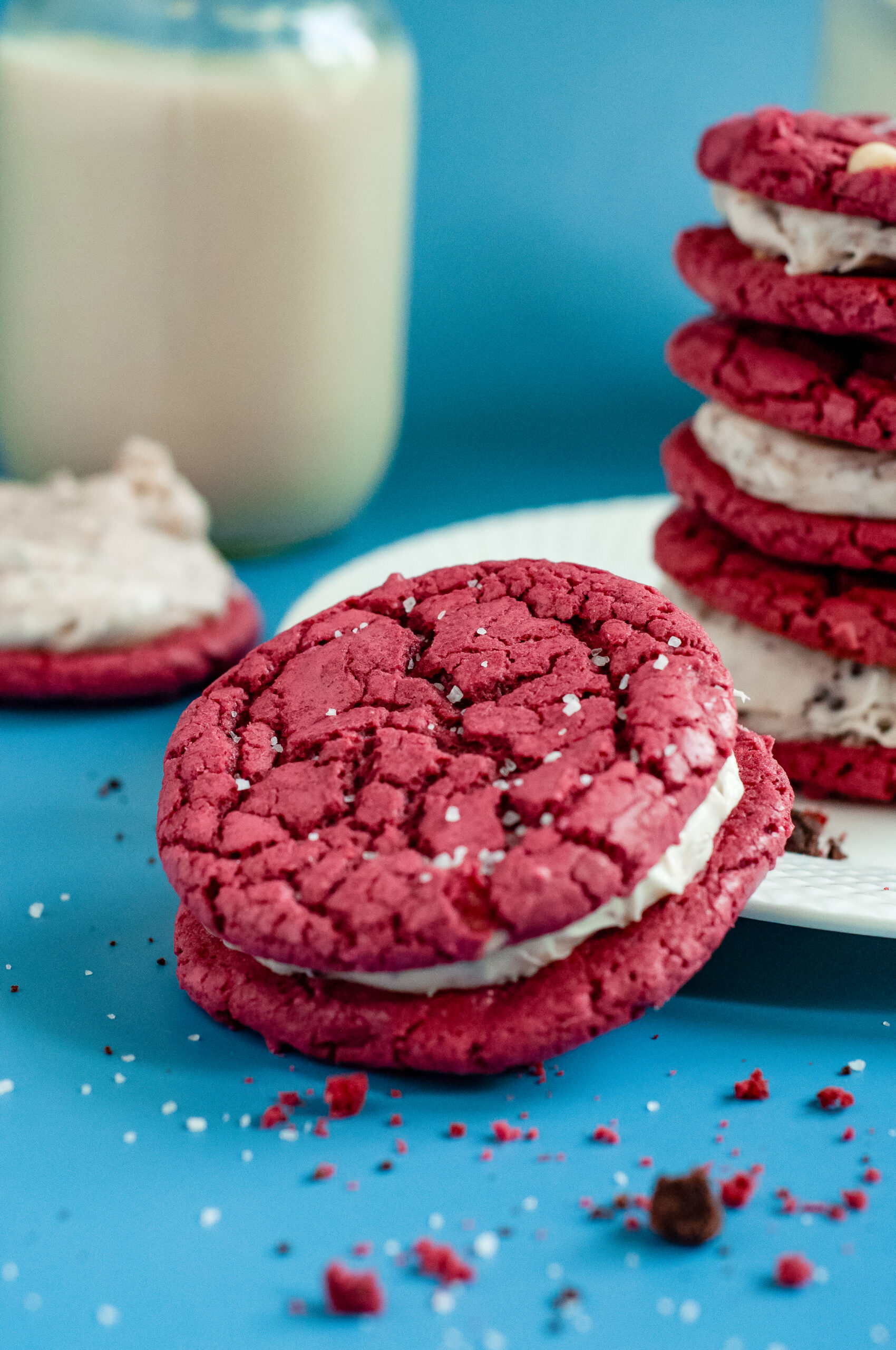 Red Velvet Oreo Cookie Sandwiches - Life & Sprinkles by Taryn Camp