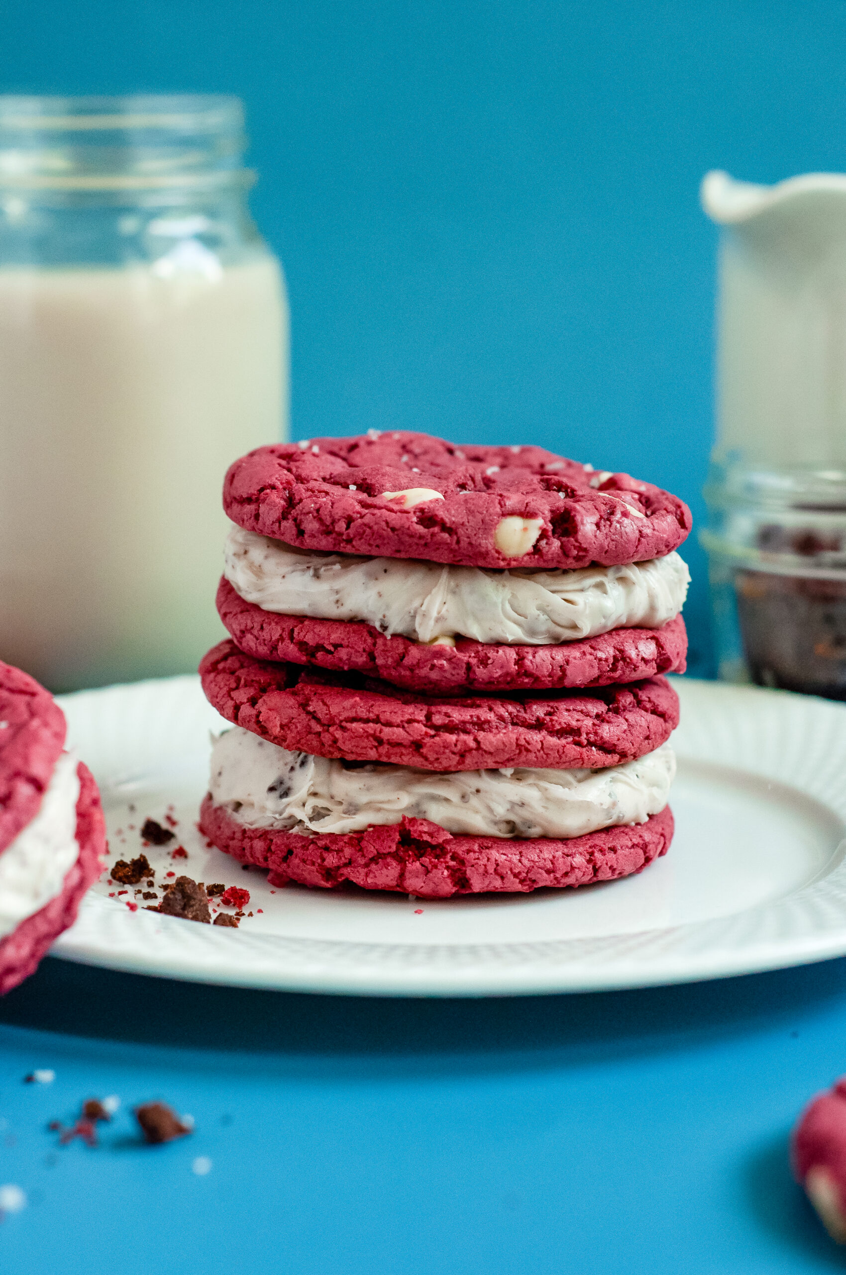 Red Velvet Oreo Cookie Sandwiches - Life & Sprinkles by Taryn Camp
