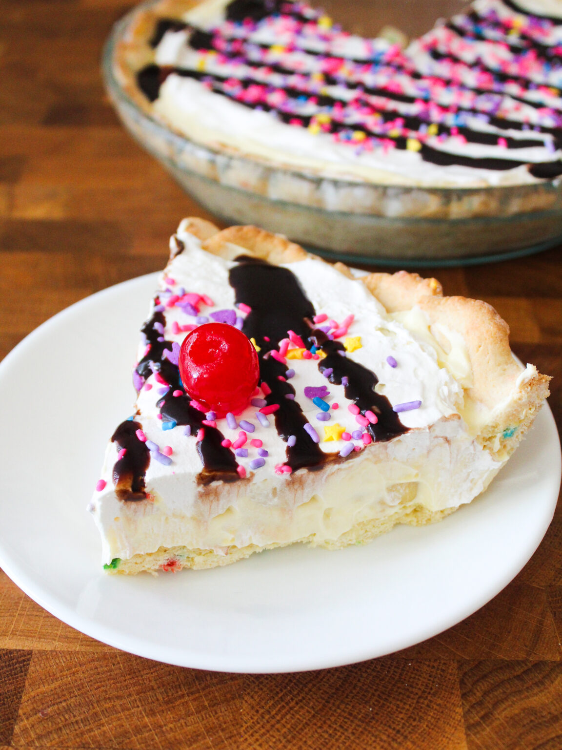 Funfetti Banana Split Pie - Life & Sprinkles by Taryn Camp