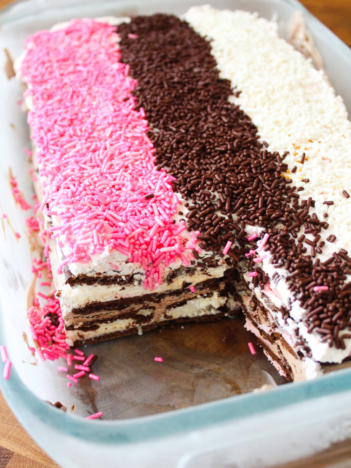 Neapolitan Ice Cream Sandwich Cake - Life & Sprinkles by Taryn Camp