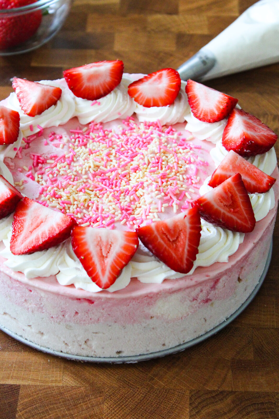 Strawberry Cheesecake Ice Cream Cake - Life & Sprinkles by Taryn Camp