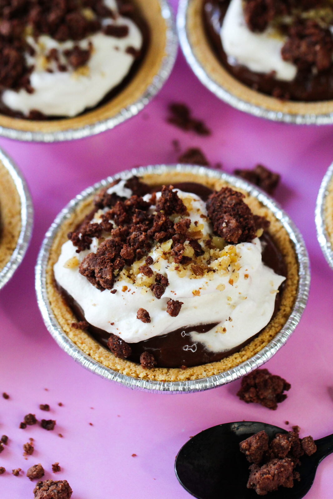 Chocolate Crunch Pudding Pies - Life & Sprinkles by Taryn Camp