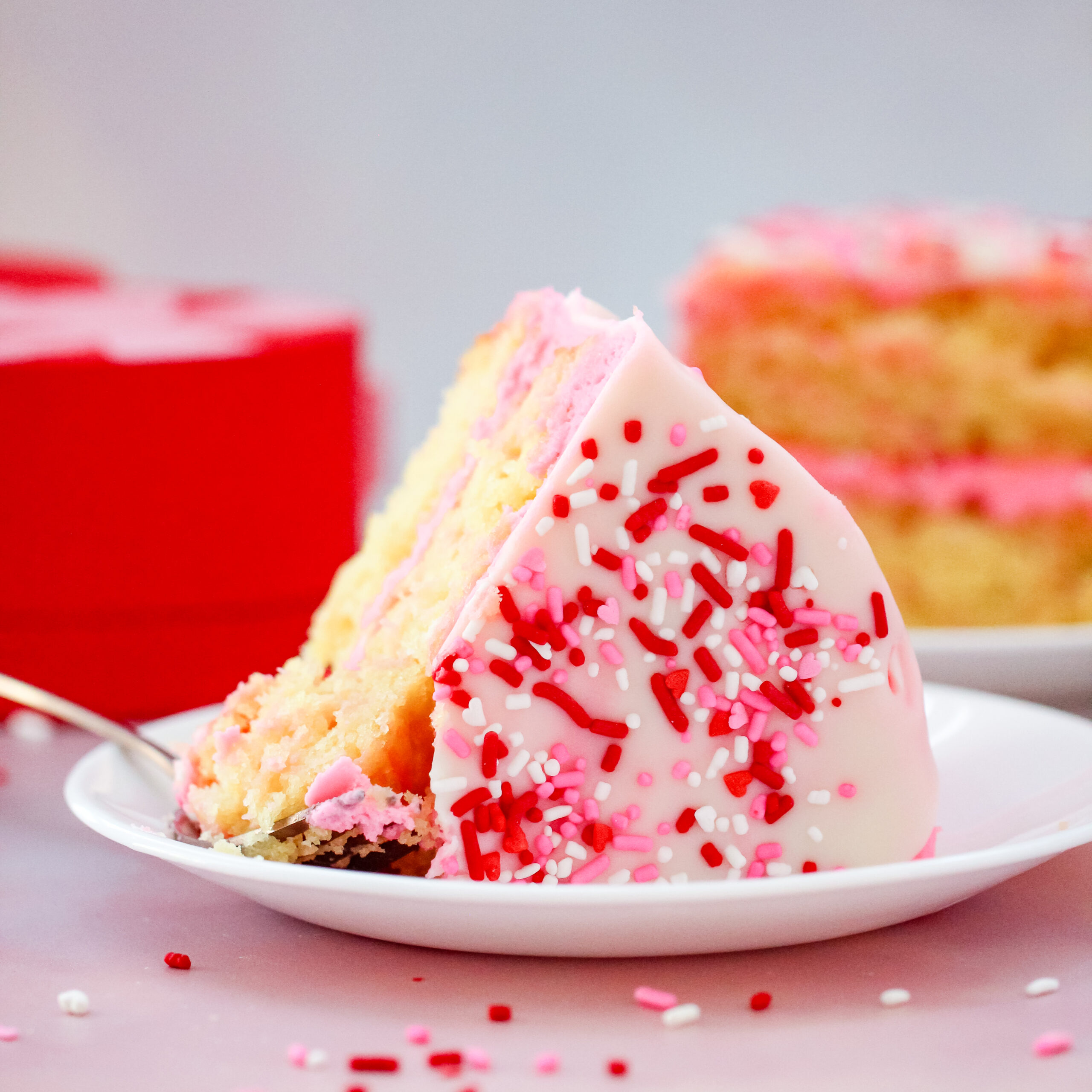 Cupid’s Pink Sprinkle Party Cake - Life & Sprinkles by Taryn Camp